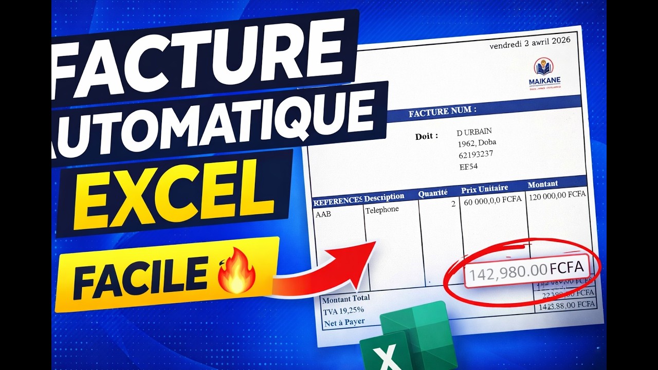 👉 Créer une facture automatique sur Excel (FACILE & PROFESSIONNEL ...