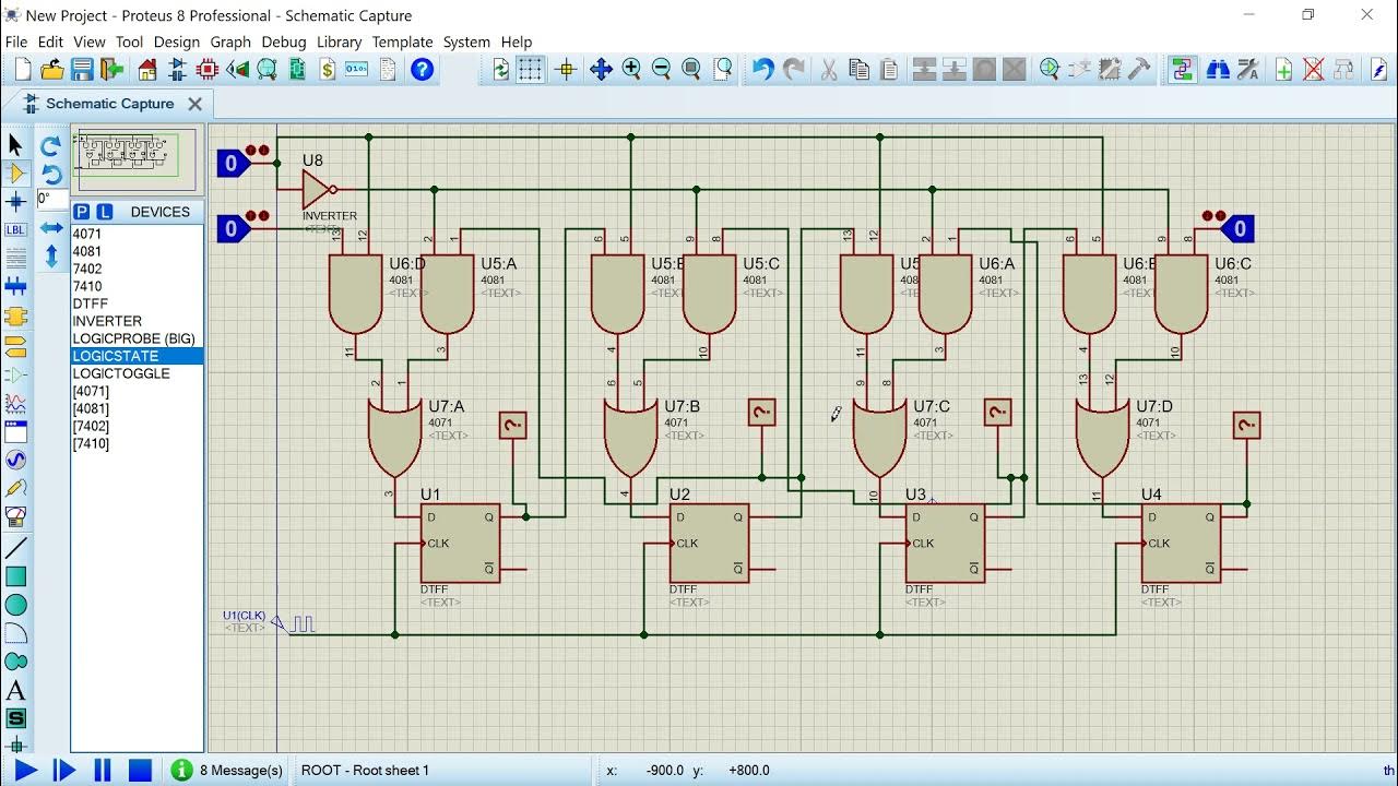 bidirectional shift register Proteus Simulation - YouTube