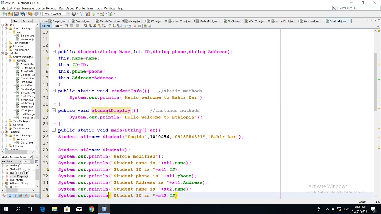 how to access java instance methods and instance variables and static ...