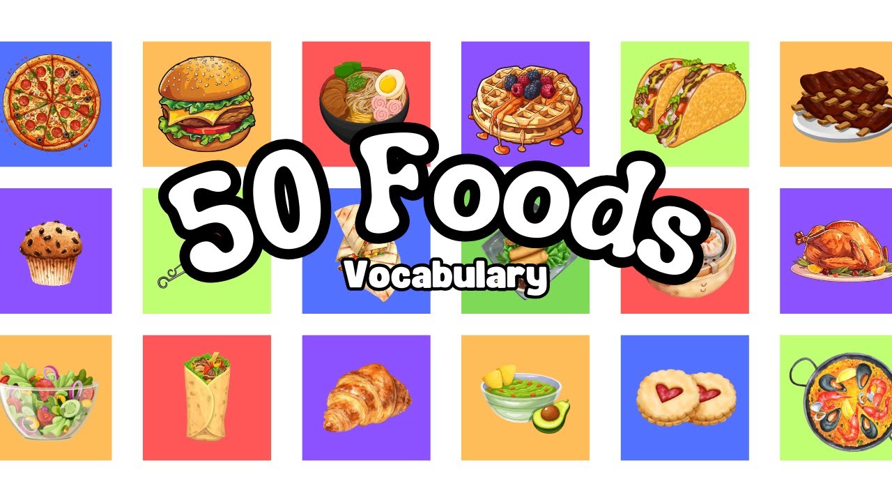 50 Food Name | Food Vocabulary for kids | Vocabulary for Toddlers ...
