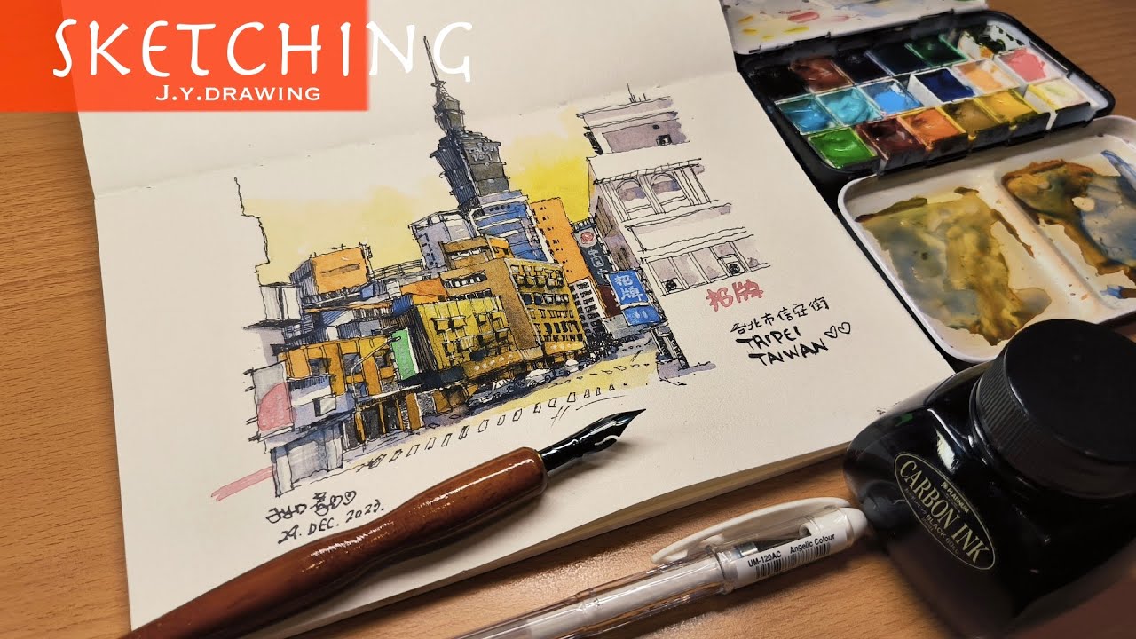 Drawing with a Dip Pen | Easy and Simple Watercolor Painting - YouTube