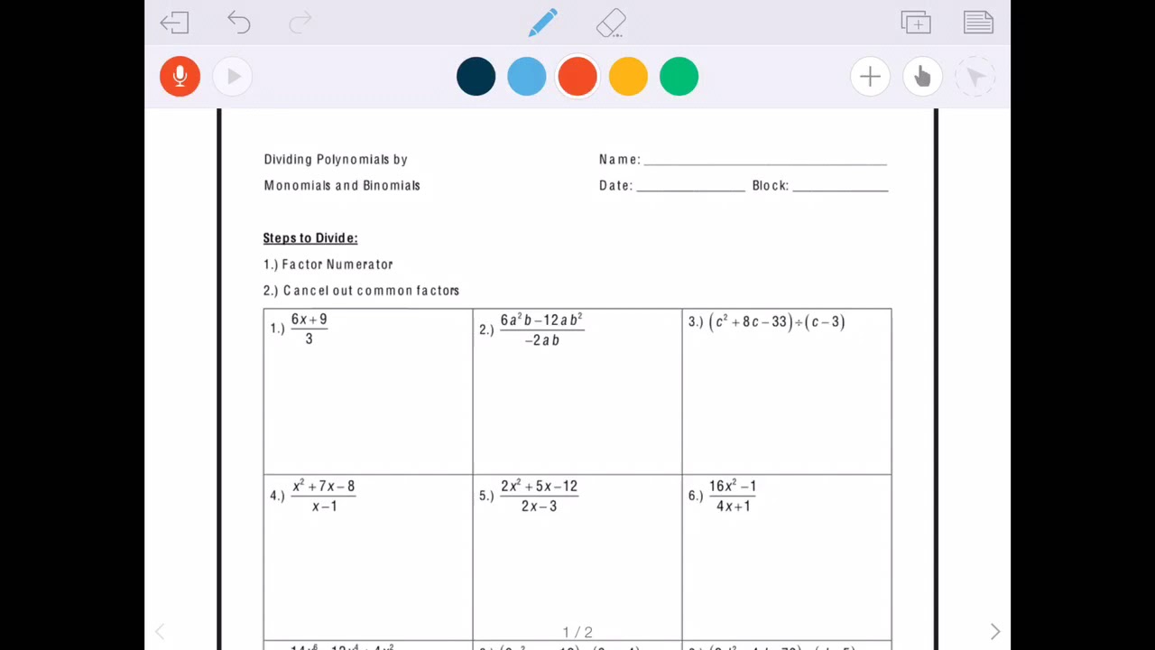 Dividing Polynomials by Monomials and Binomials - YouTube