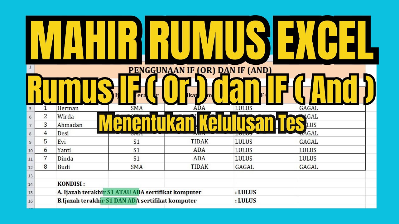 Penggunaan Rumus If (Or) dan If (And) Pada Excel Dalam Menentukan ...