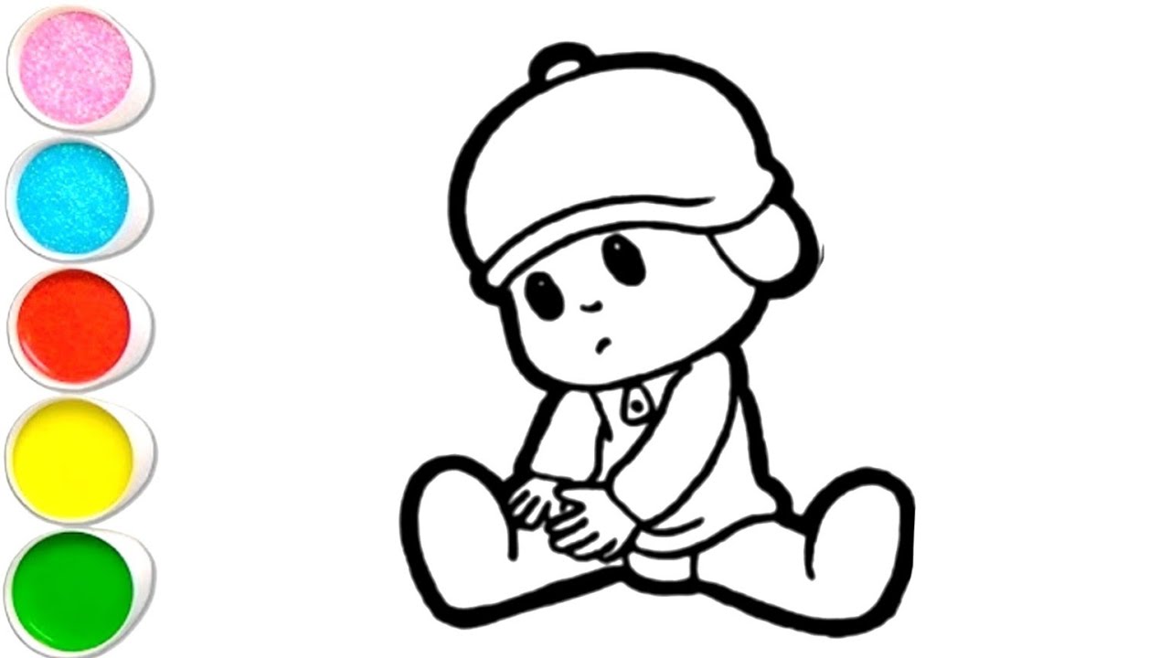 How to draw a easy pocoyo / pocoyo easy drawing for kids with baby ...