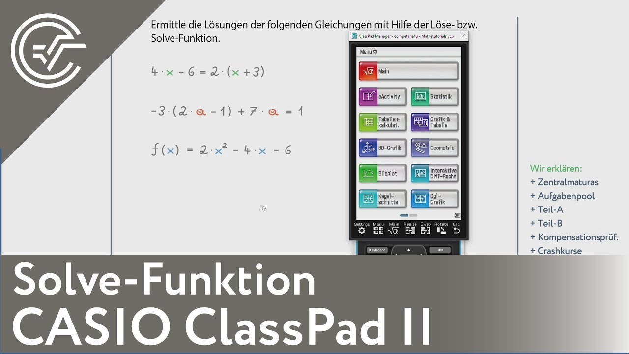 Crashkurs CASIO ClassPad 2 - Solve - Zentralmatura Mathematik ...