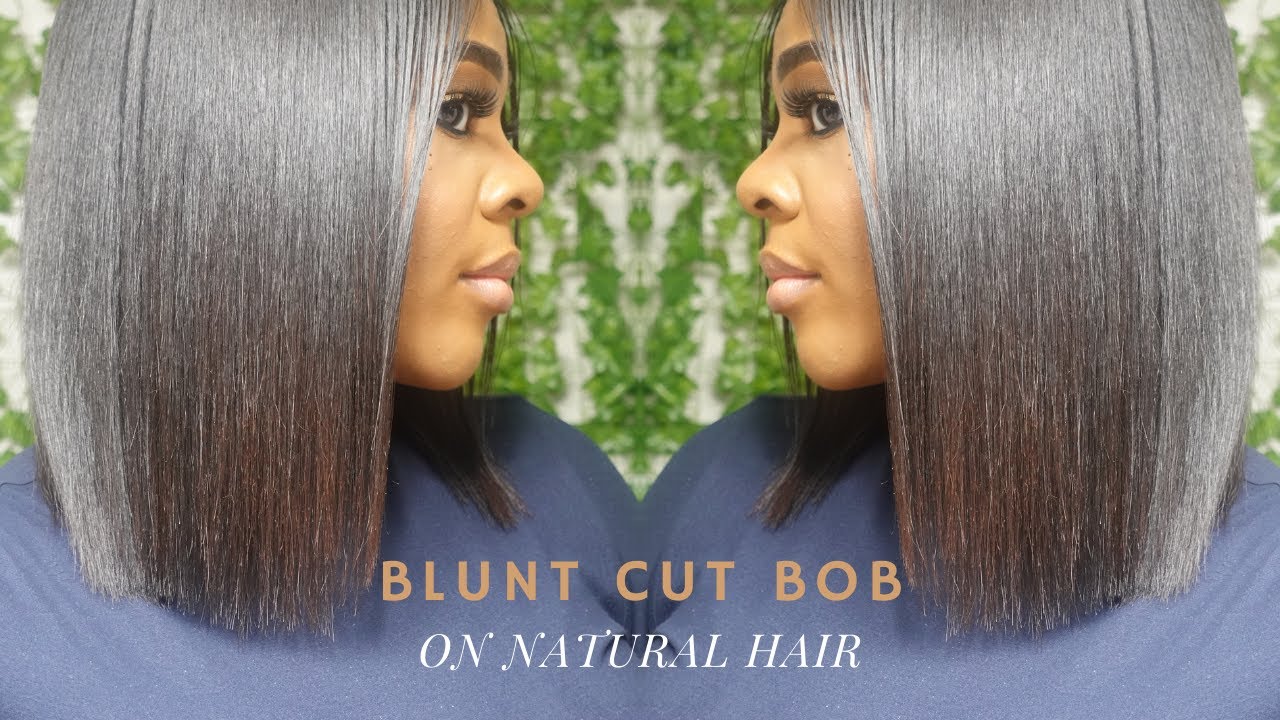 CUTTING MY NATURAL HAIR INTO A BLUNT BOB!! - YouTube