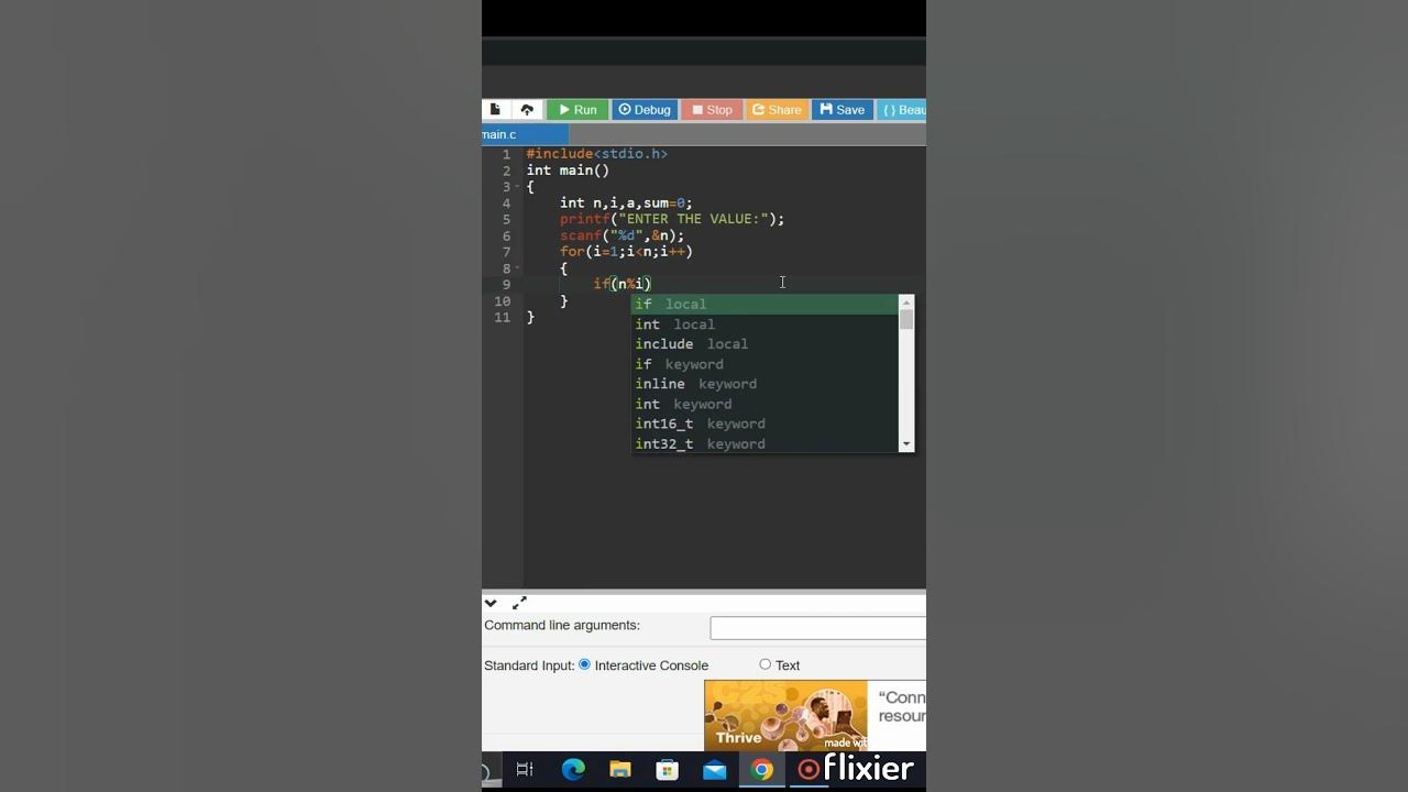 Programming With C Using Loop Statement To Check The No Is Perfect No Or Not Using Shorts