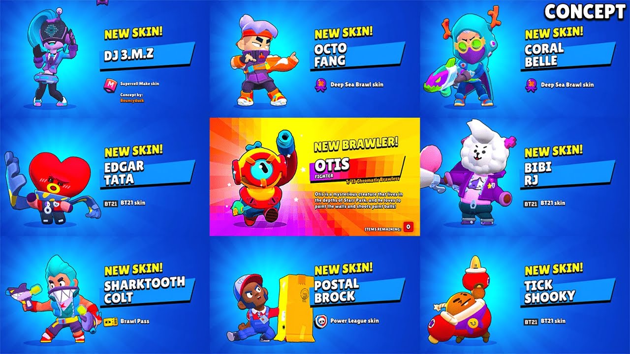 OTIS + ALL DEEP SEA BRAWL SKINS UNLOCK ANIMATION - Brawl Stars (concept ...