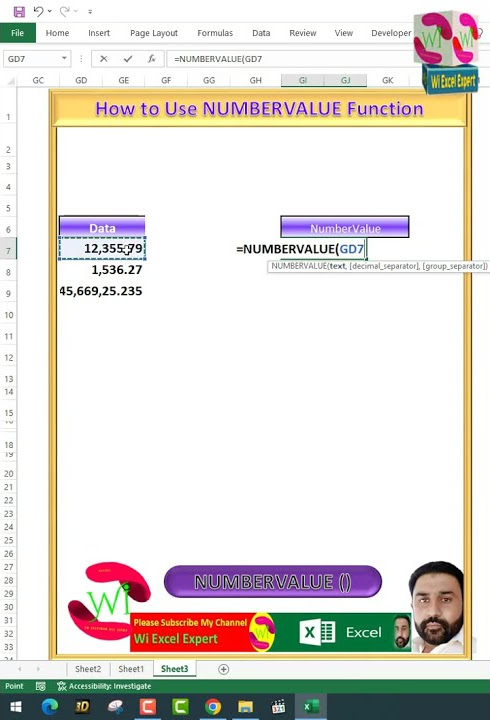 #viral | How to use NUMBERVALUE function in Excel - YouTube