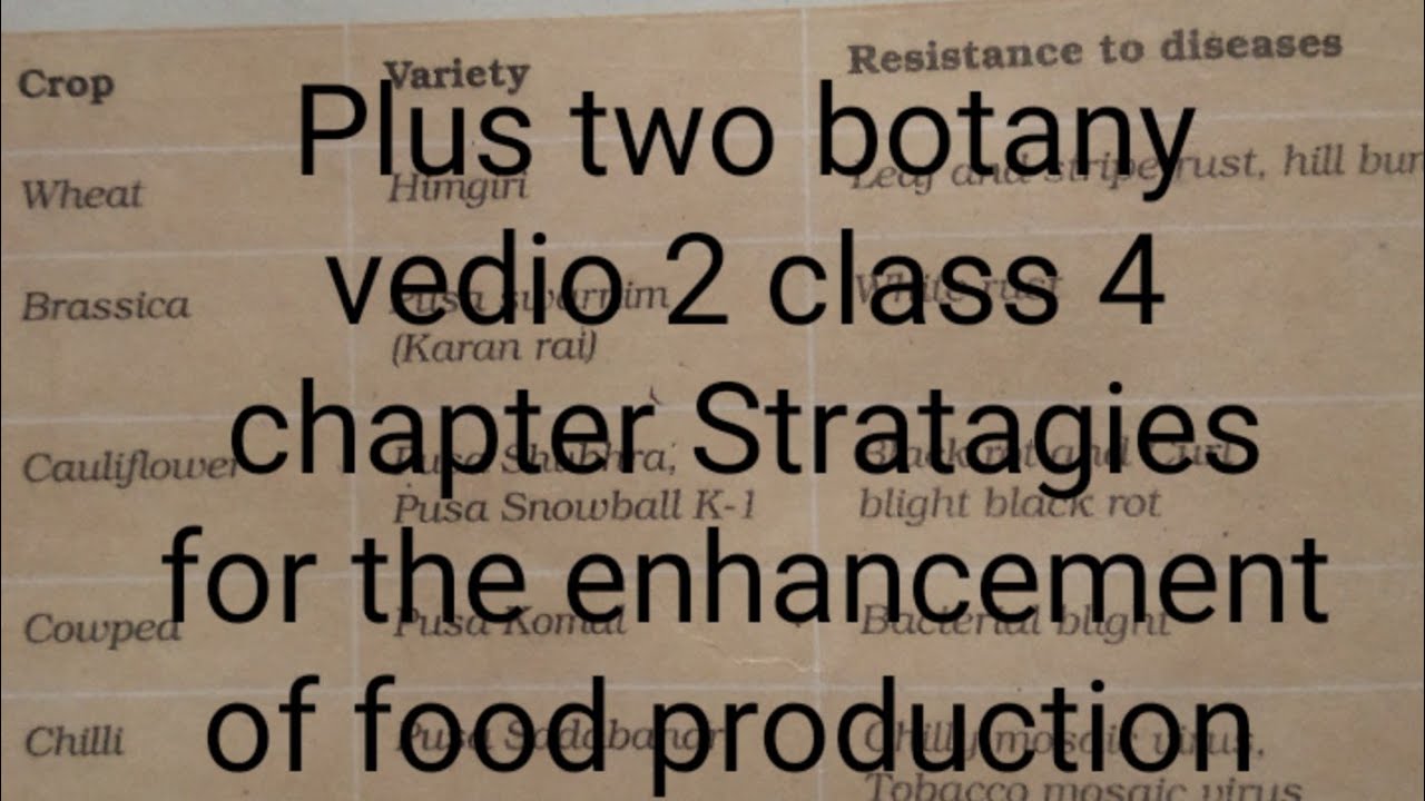 Plus two botany vedio 2 class 4 chapter Stratagies for the enhancement ...