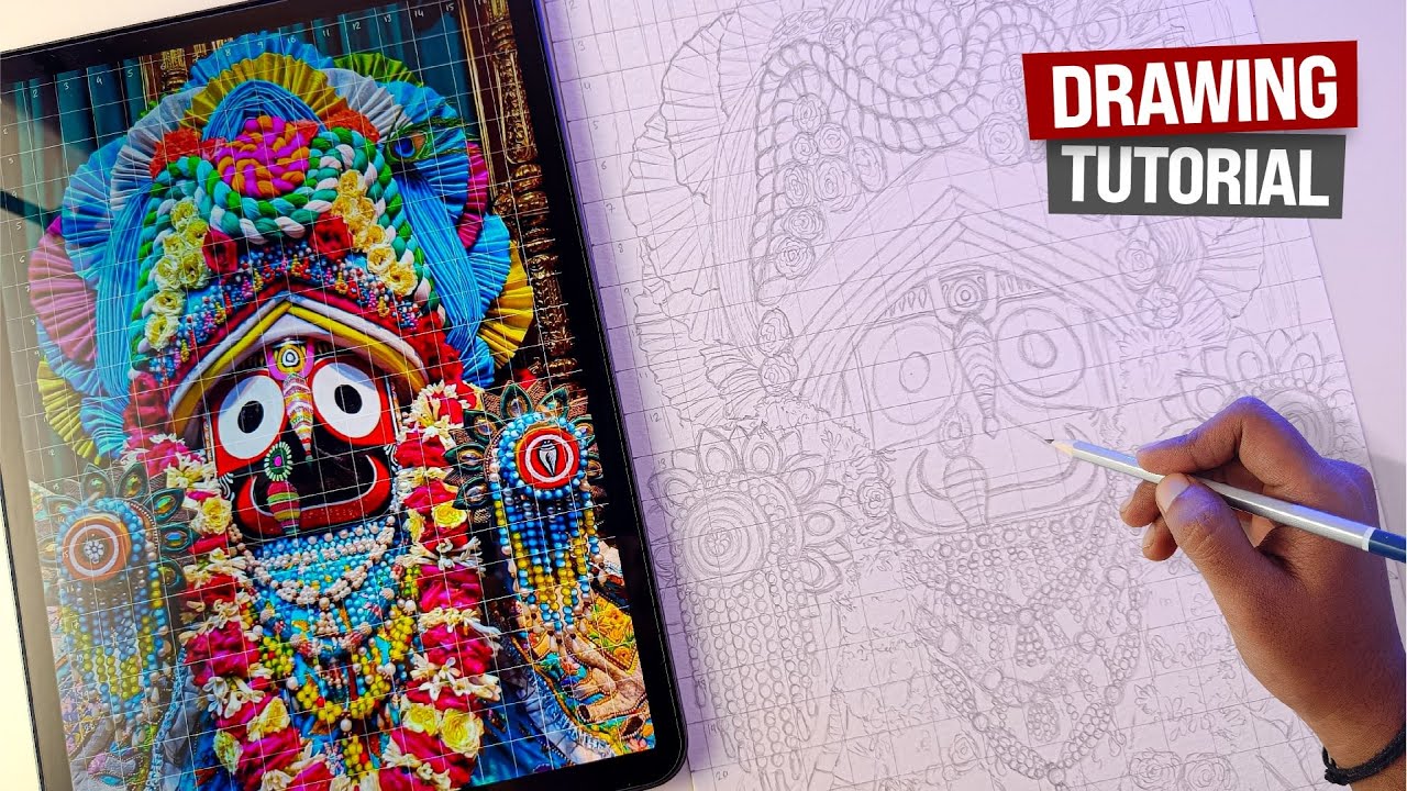 Lord Jagannath OUTLINE Tutorial | Rath Yatra Special Drawing | Part 1 ...