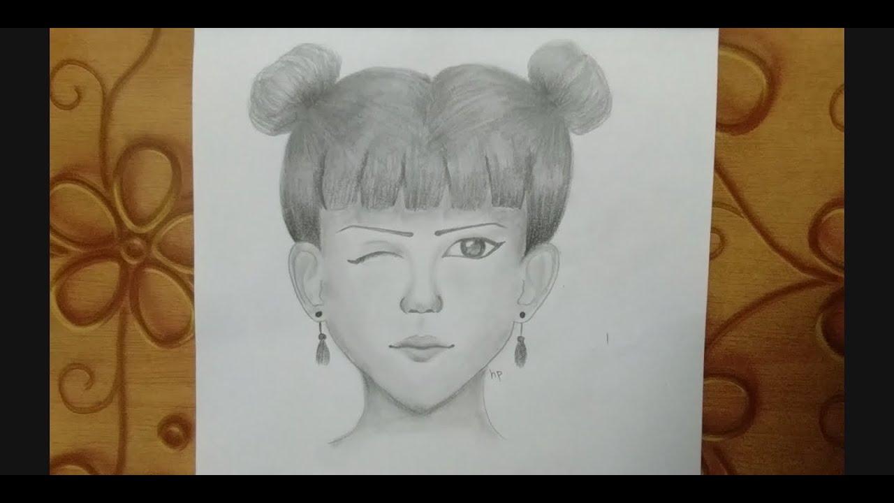Girl winking drawing step by step | hp Arts and Crafts - YouTube
