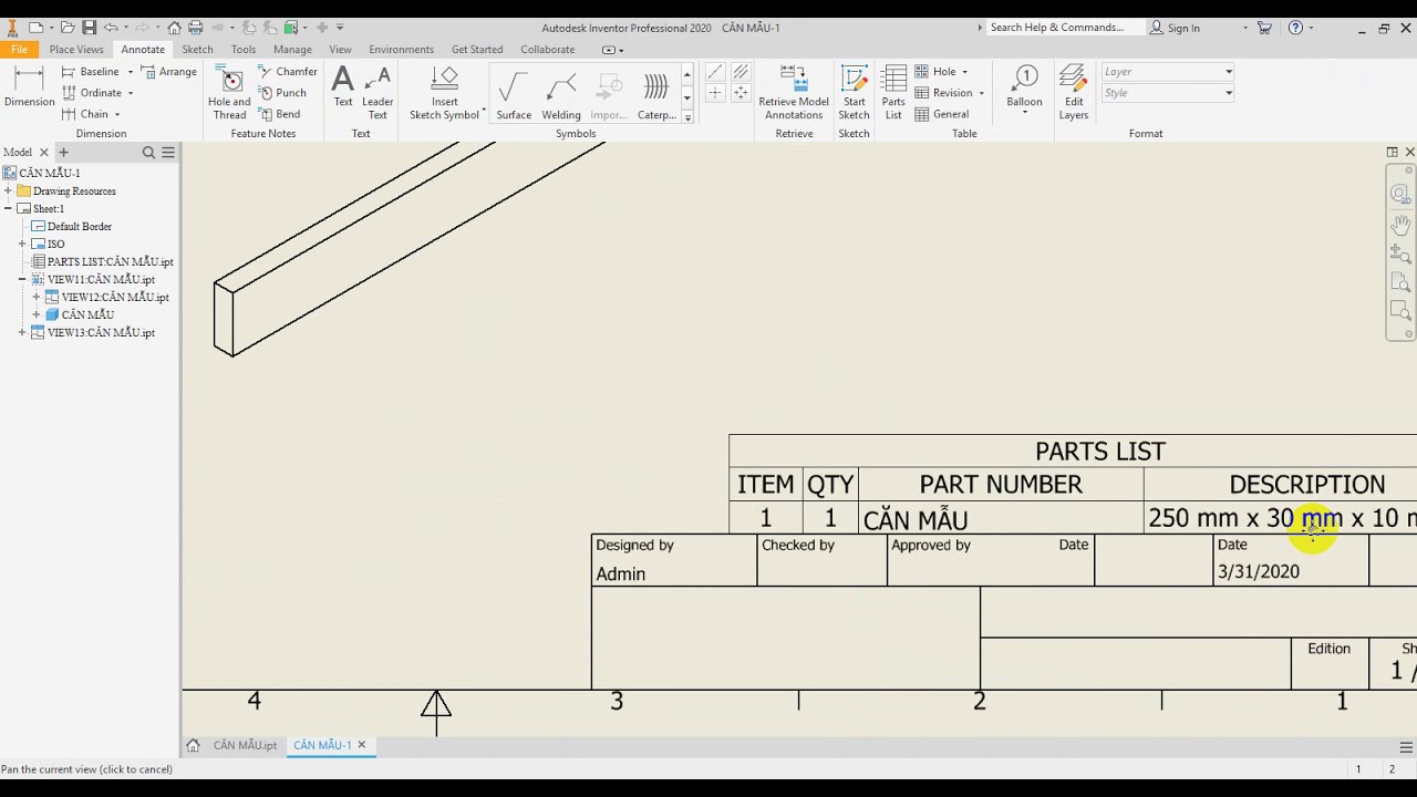 HOW TO USE DESCRIPTION IN DRAWING OF INVENTOR 2020 - YouTube