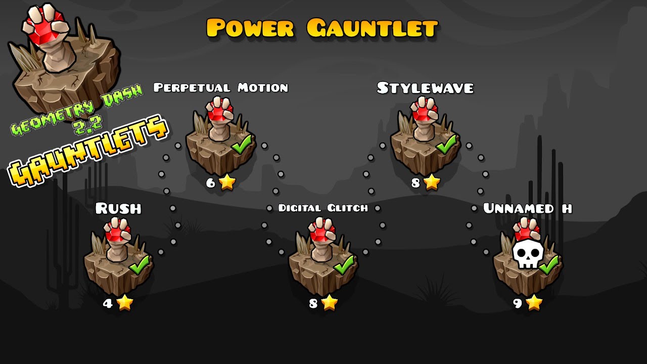 Power Gauntlet - All Levels (All Coins + Rewards) | Geometry Dash 2.2 ...