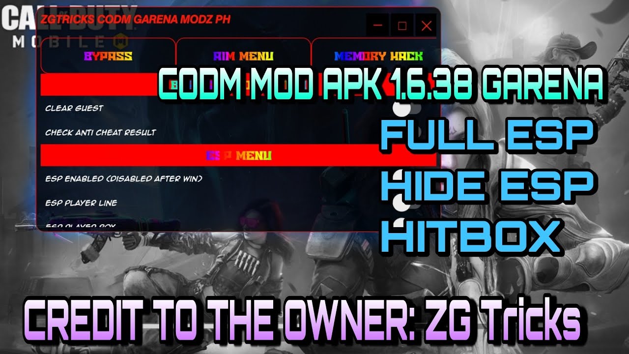 CALL OF DUTY MOBILE MOD APK 1.6.38 | FREE MOD | HIDE ESP | FULL ESP ...