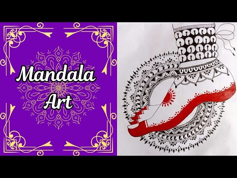 How to draw mandala art/lady feet with ghungroo/easy for beginners/step ...