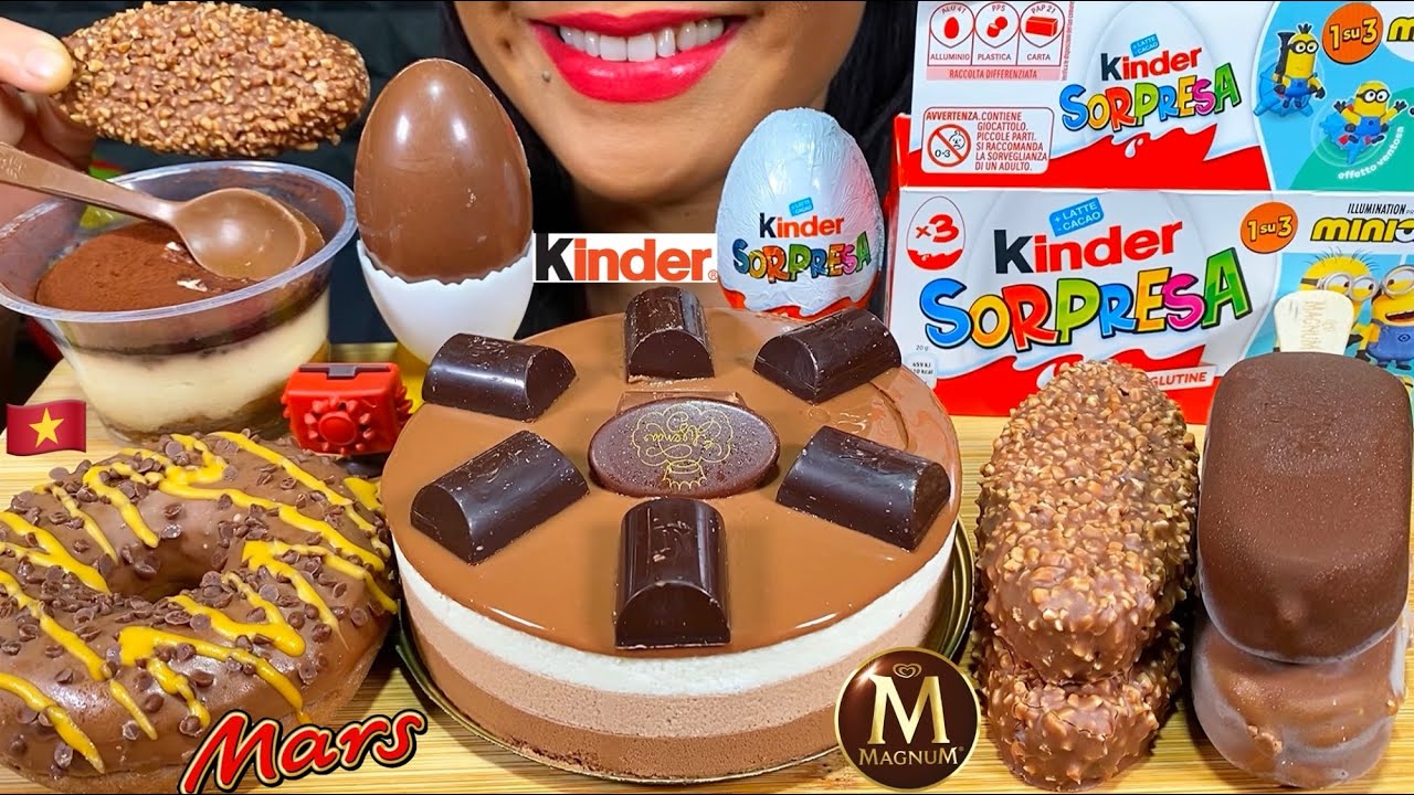 ASMR TRIPLE CHOCOLATE MOUSSE CAKE, ICE CREAM, TIRAMISU, DONUT, KINDER ...