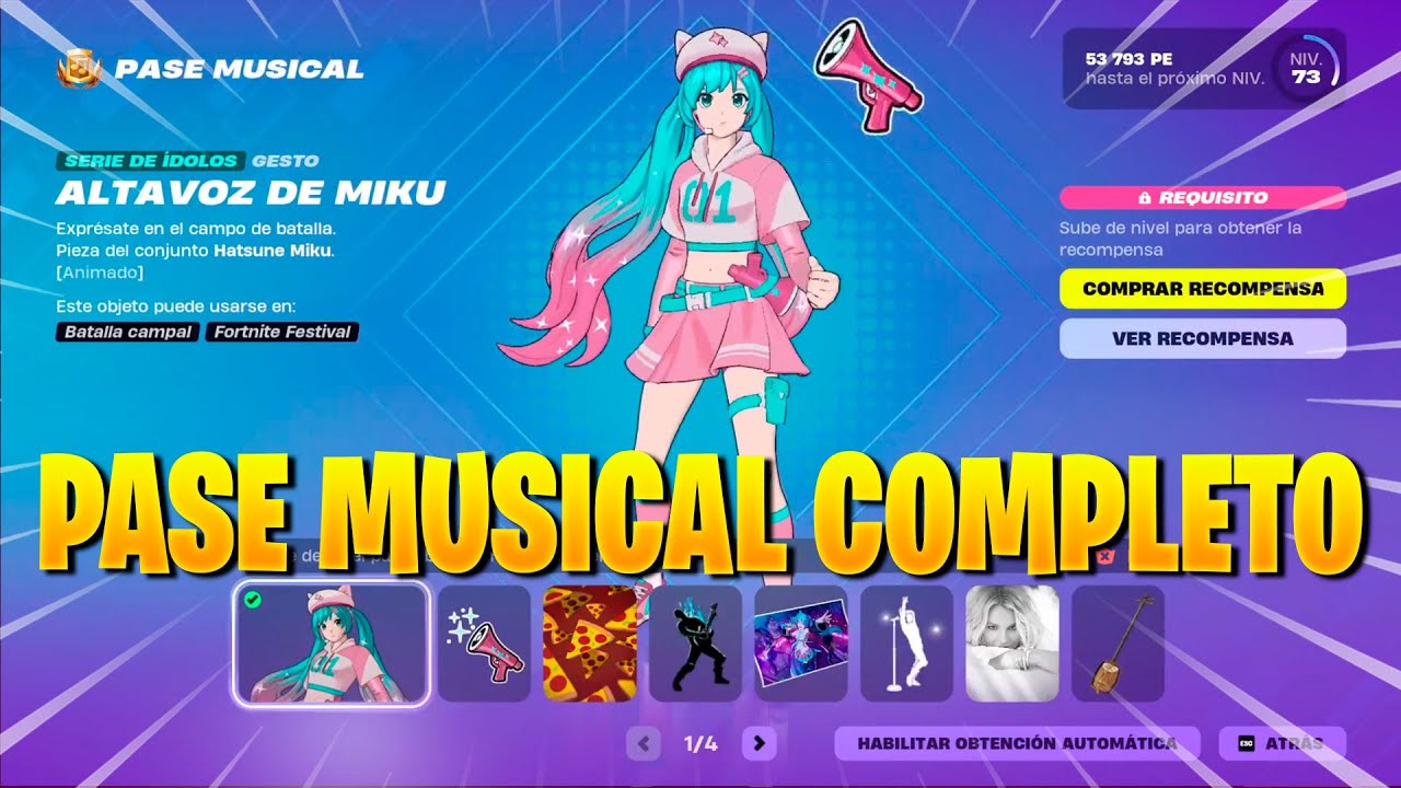 MOSTRANDO COMPLETO EL PASE MUSICAL HATSUNE MIKU FORTNITE - YouTube