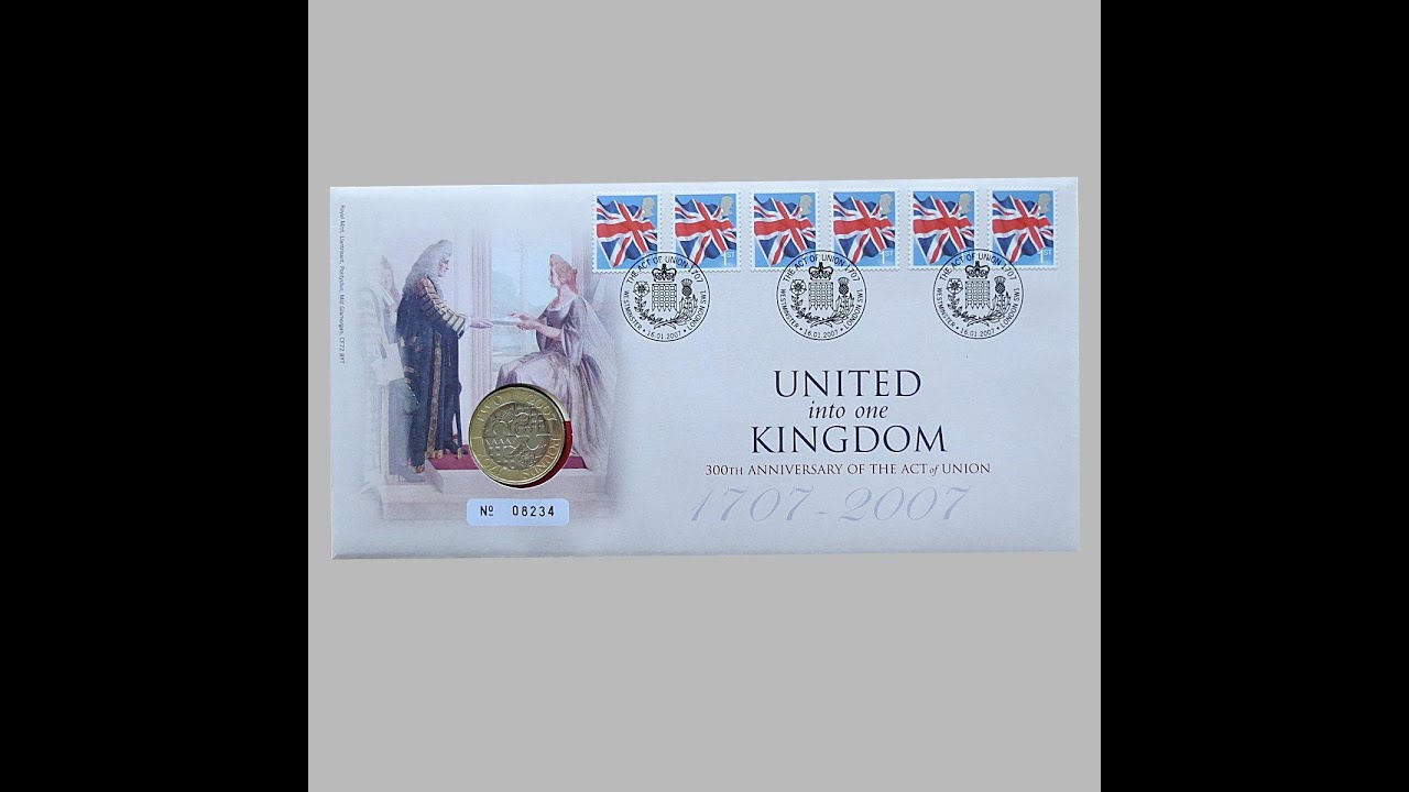 2007 United Into One Kingdom £2 Pounds Coin Cover - Royal Mail First Day Cover UK - YouTube