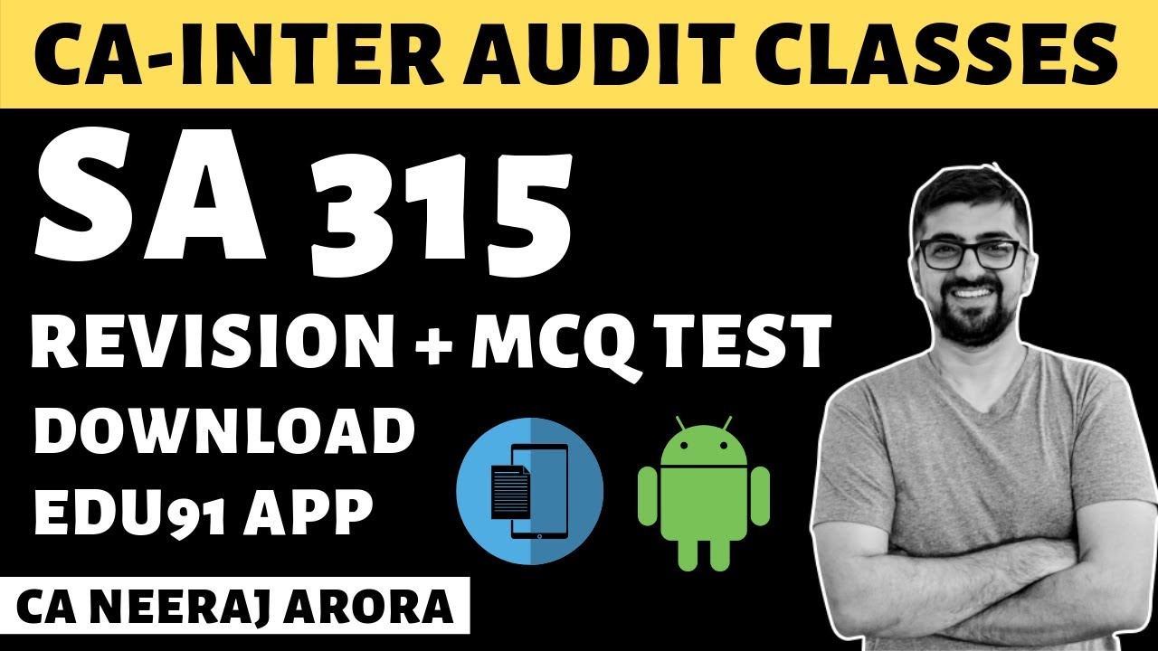 SA 315 Revision - CA Inter Audit Classes - Important MCQ Test at end ...