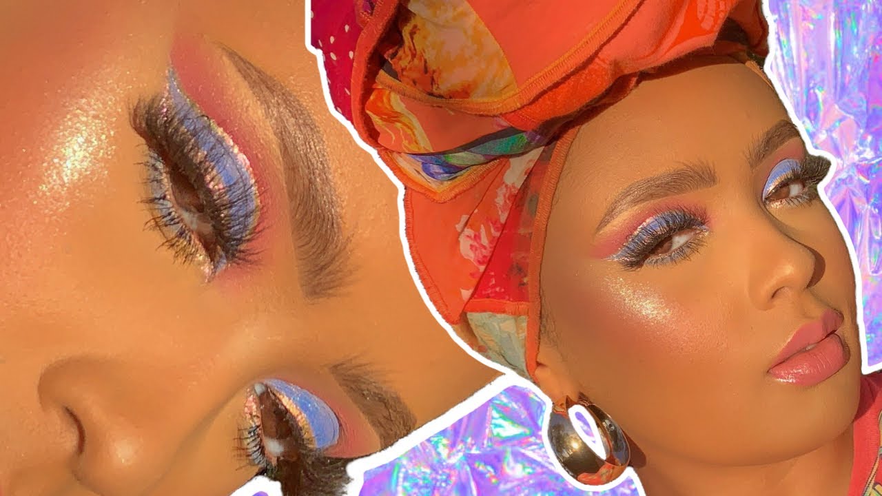 Periwinkle Pink Holographic Makeup Tutorial! - YouTube