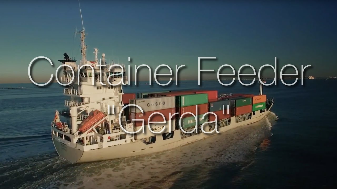 Container feeder "Gerda" approaching the port of Rotterdam - YouTube