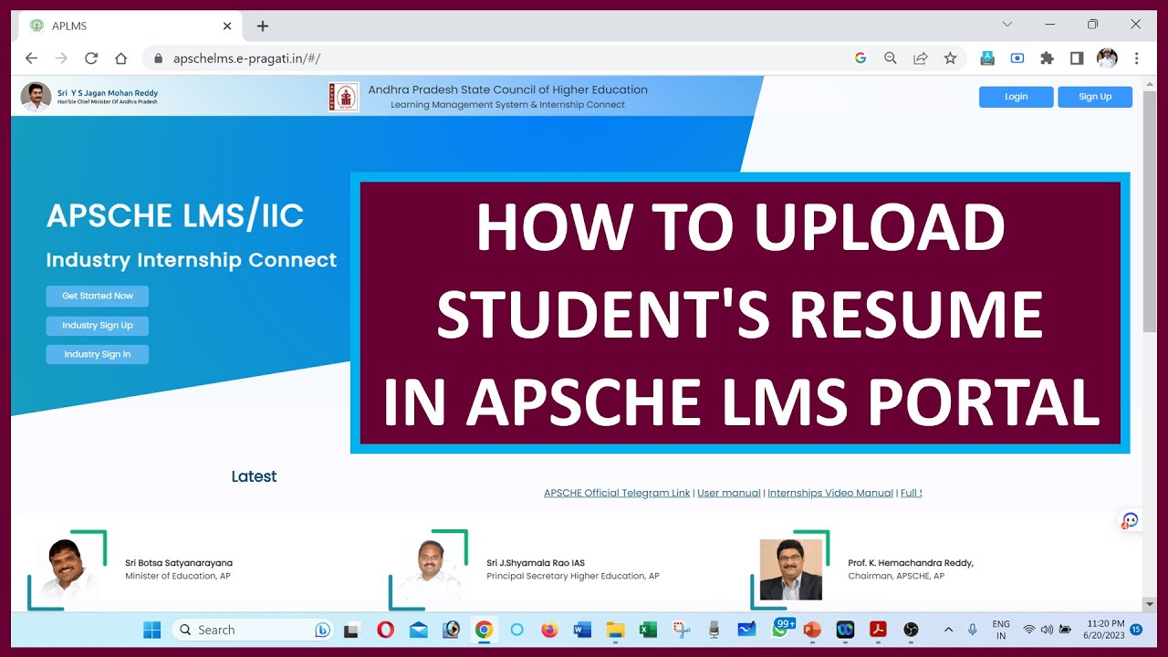 HOW TO UPLOAD STUDENT'S RESUME IN APSCHE LMS PORTAL - YouTube