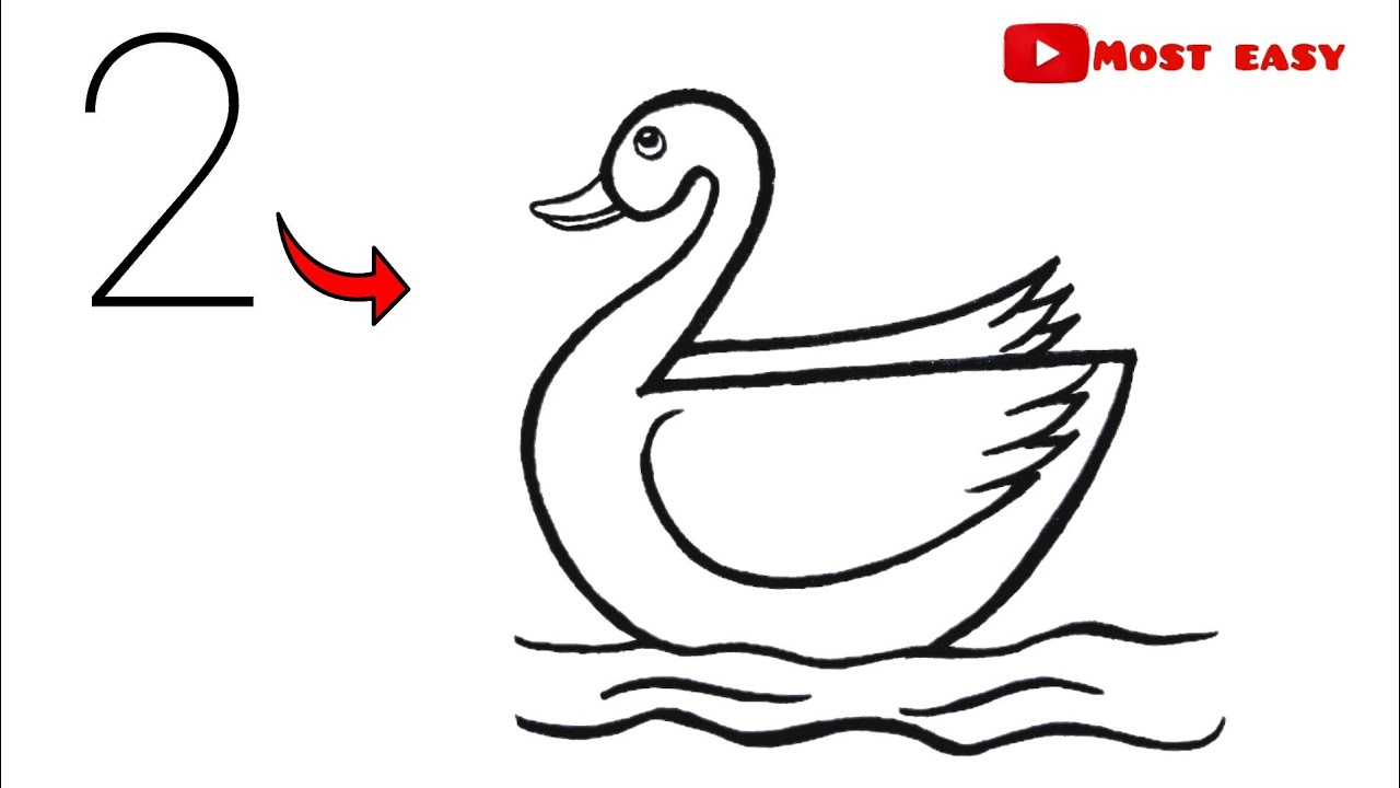 How to draw a Duck from number 2/Easy Drawing/Art for kids hub - YouTube