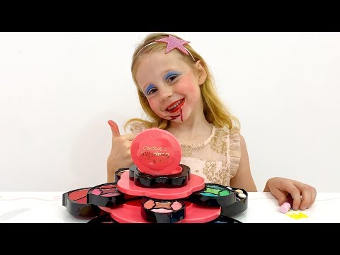 Nastya and Stacy learn to use cosmetics