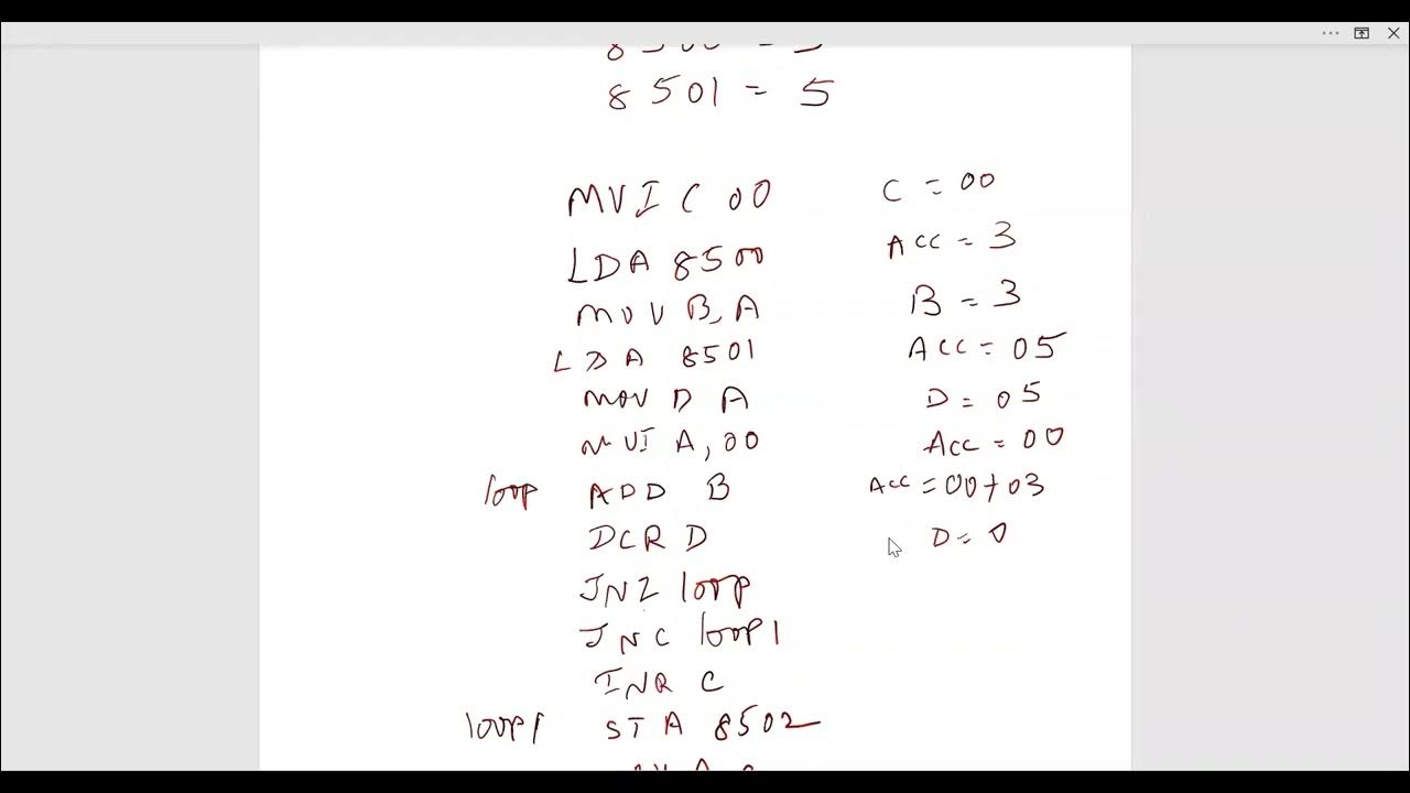 Assembly Language programming 8085:Multiplication of two 8-bit numbers - YouTube