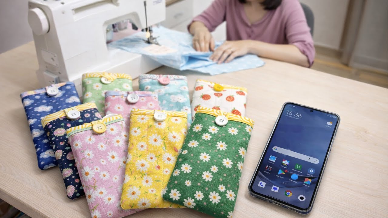 5 Minutes DIY !!! How To Make Phone Case From Scrap Fabric | Gift ...