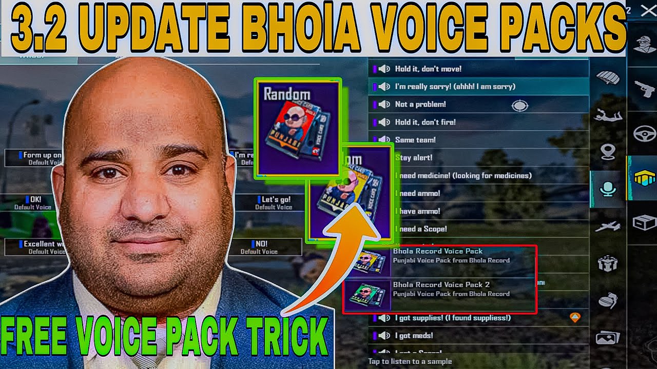 Bhola Record Voice Pack Trick 3.2 Update In pubg mobile - YouTube