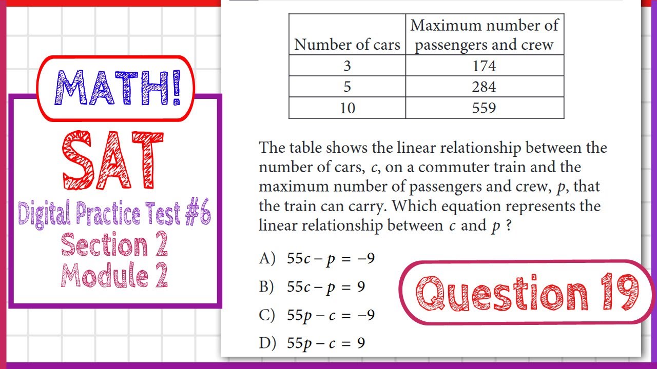 Question 19 in SAT Digital Practice Test #6, MATH Section 2 Module 2 ...