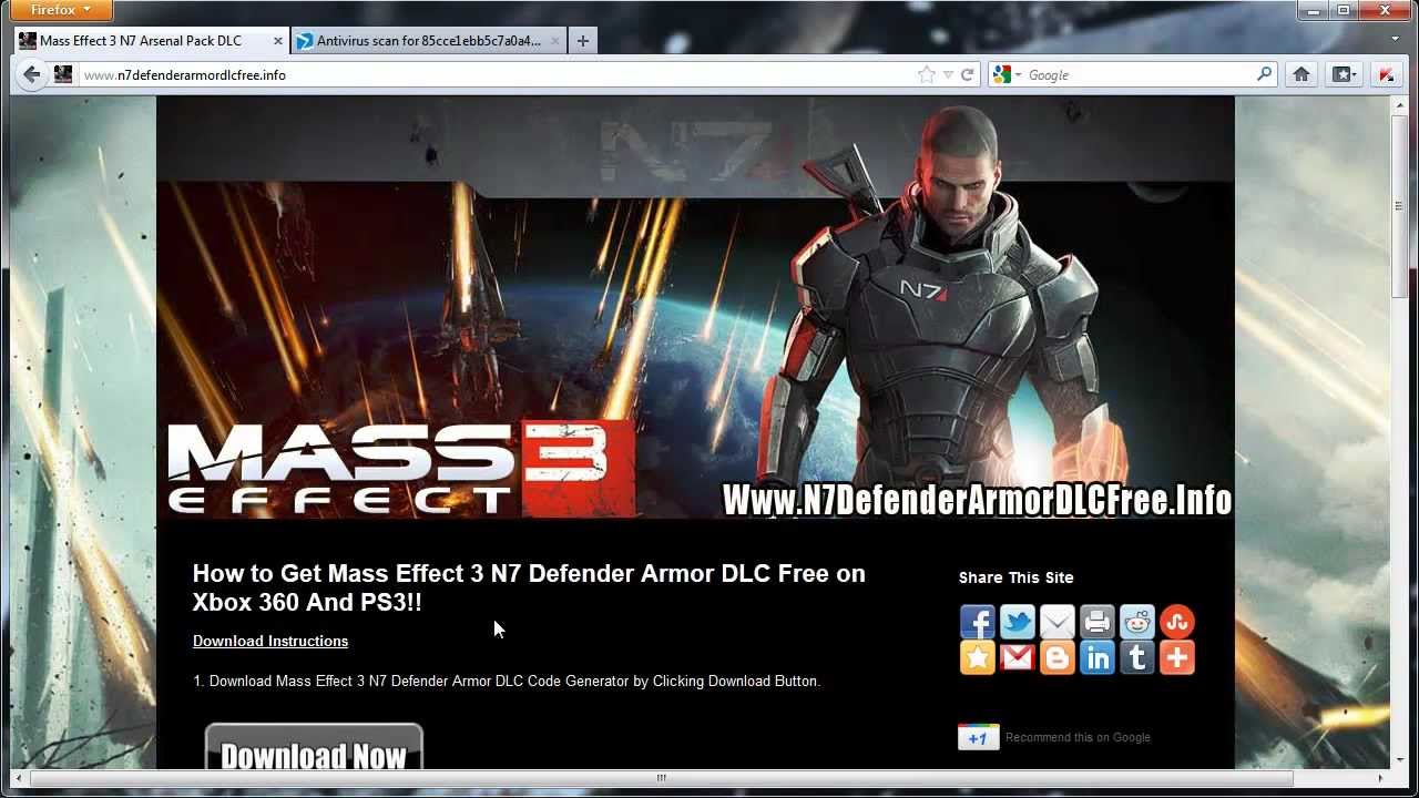 Mass Effect 3 N7 Defender Armor DLC Codes Leaked - YouTube