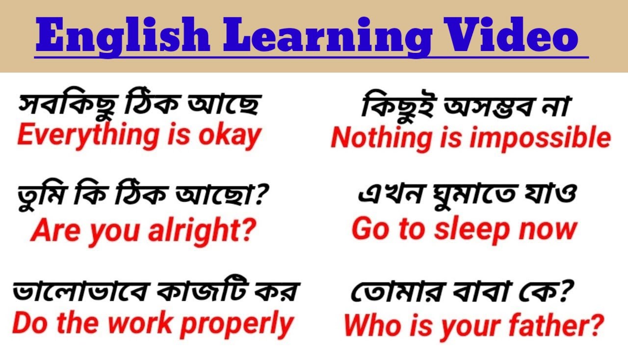 English Learning Video || Basic English Sentences || Easy Way To Learn ...