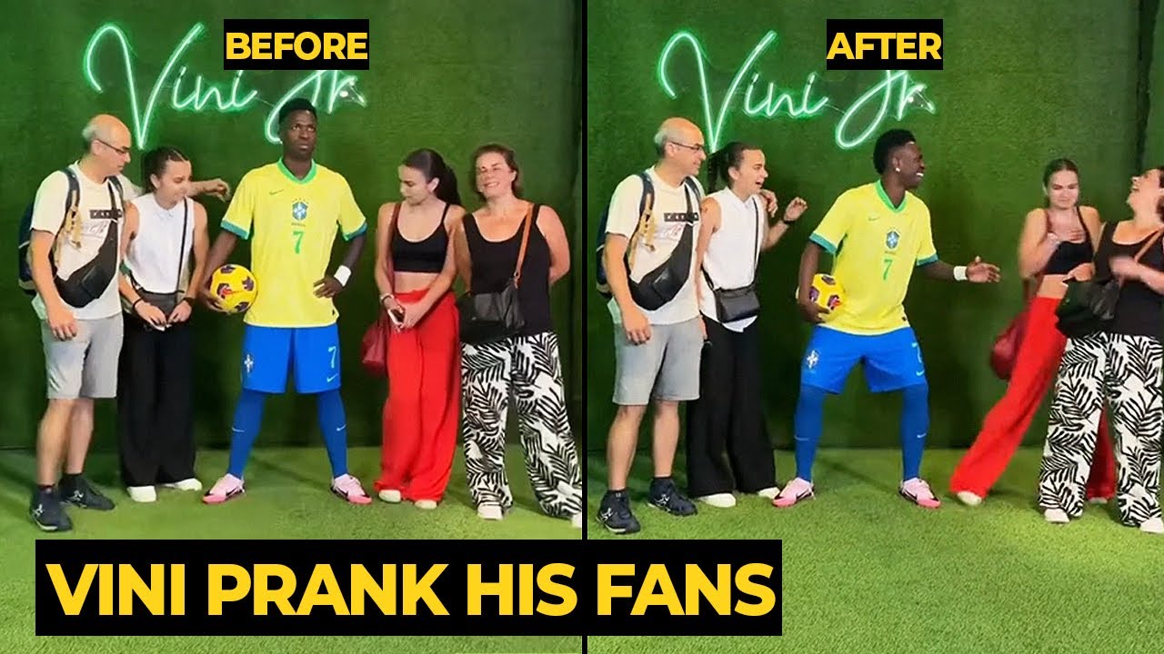 Vinicius Jr poses as FAKE WAX STATUE to prank his fans in New York ...