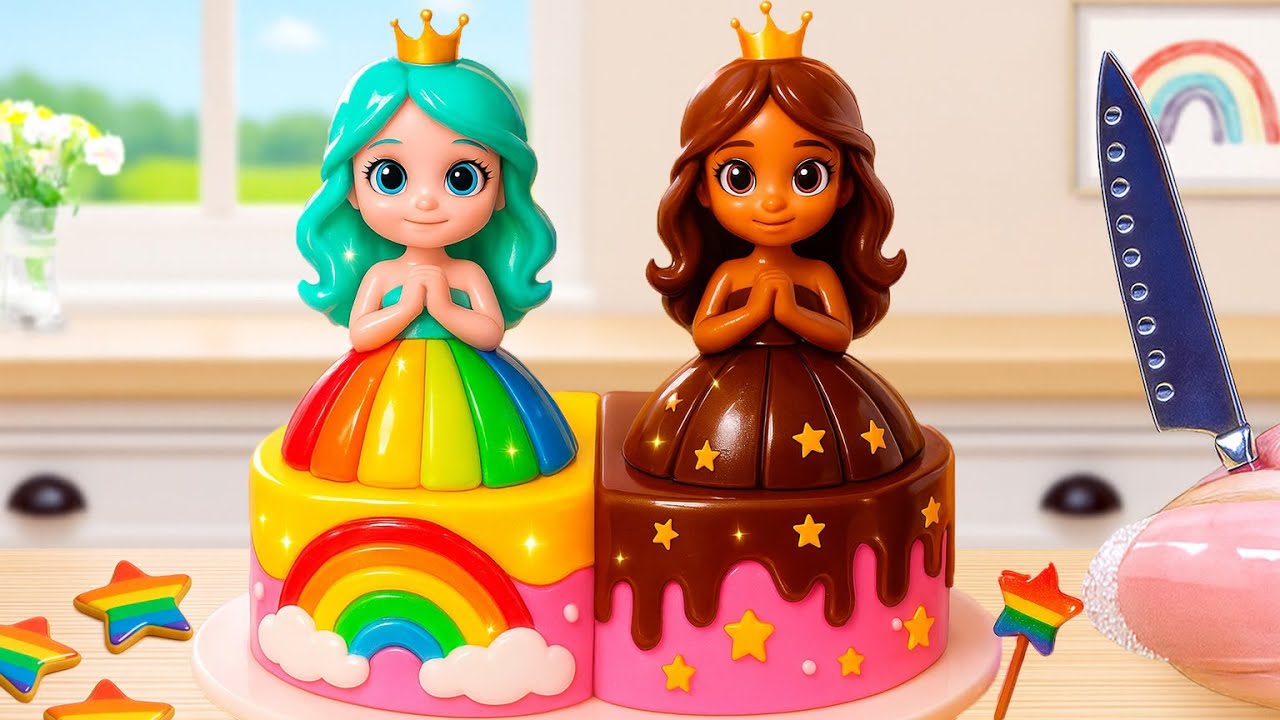 Mini Rainbow Princess vs Chocolate Princess 👑🌈🍫Satisfying Mini Cake ...