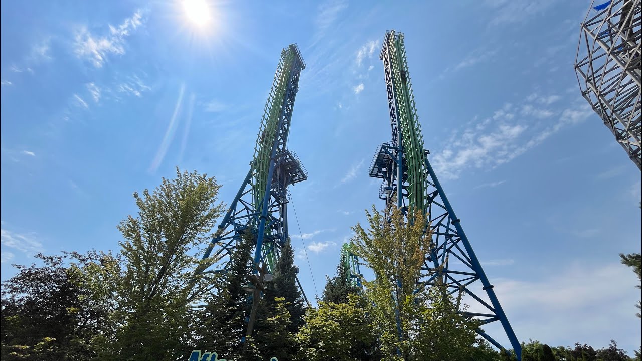 Aftershock INSANE Vekoma Inverted Boomerang Roller Coaster Full Front ...