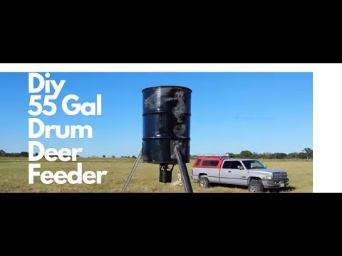 55 gallon drum deer feeder - YouTube