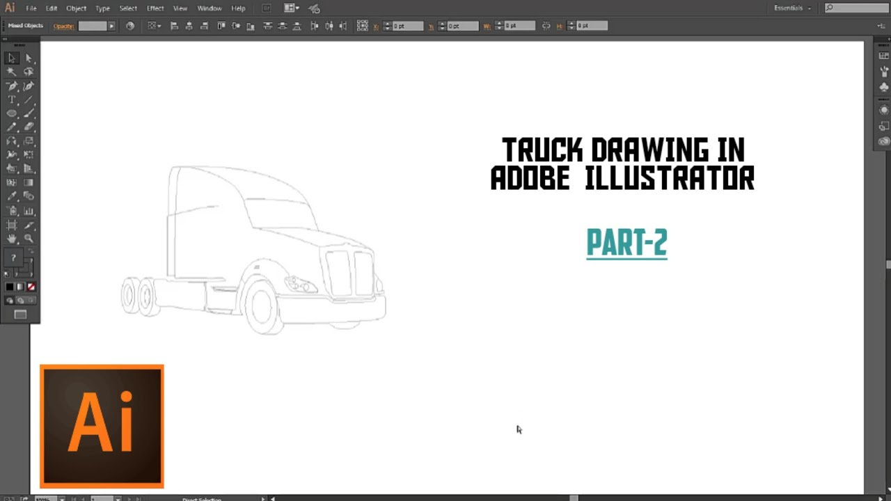 How to draw a Truck in Adobe illustrator | PART-2 |#drawjet | # ...