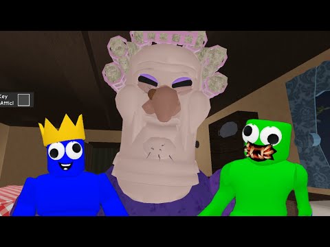 GRUMPY GRAN! (SCARY OBBY) COOP Blue And Green vs GRUMPY GRAN JUMPSCARES ...