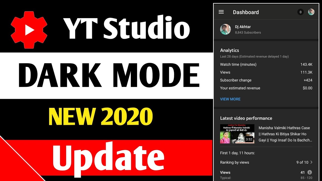 Yt Studio Dark Mode New Update | Yt Studio New Update 2020 | Dark Mode ...