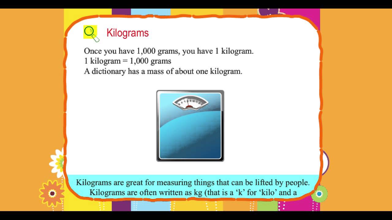 Explore Math Class 3, Unit 10, 02 Metric units of mass - YouTube