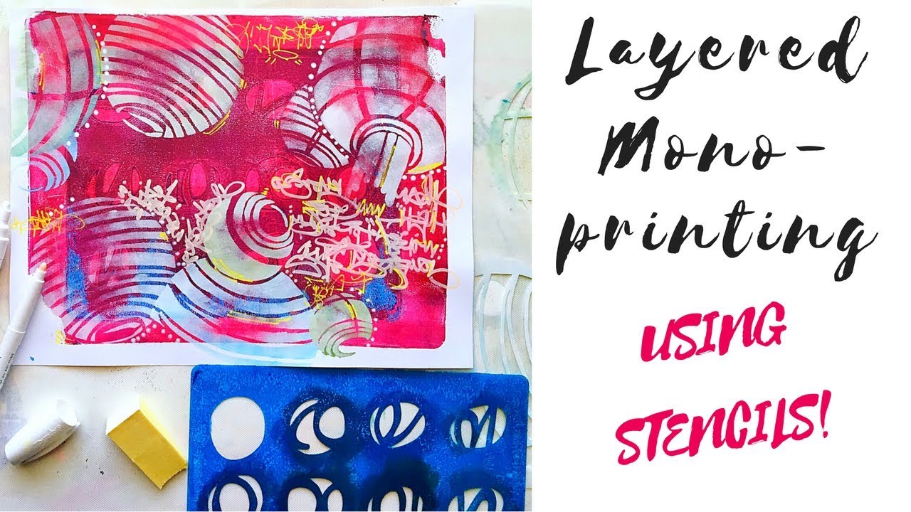 Layered Monoprinting with Stencils - YouTube