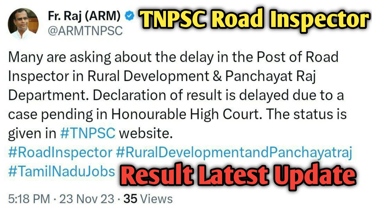 TNPSC Road Inspector Exam Result Latest Update|| TNPSC Member Update ...