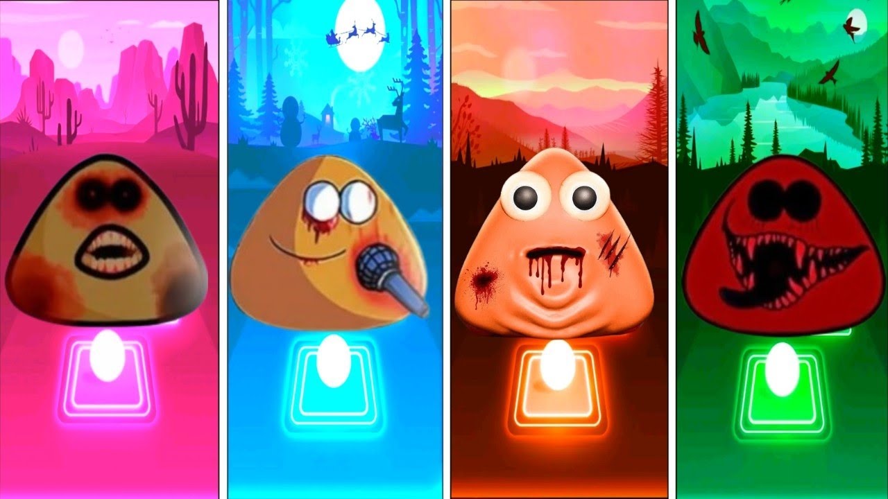 Pou Horror🆚Pou🆚Pou Exe🆚Pou Song Coffin Dance Team Tiles Hop Family 🎮 ...