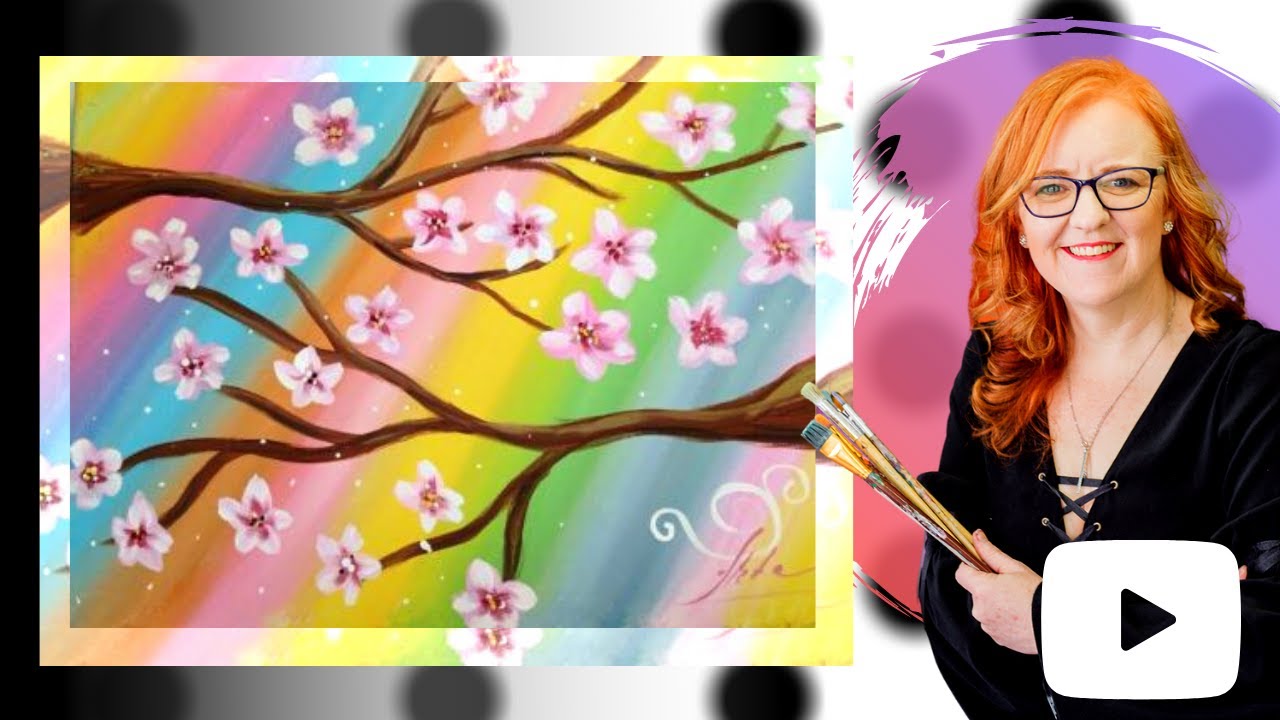 Easy, fun, step by step acrylic painting class - Spring blossoms ...