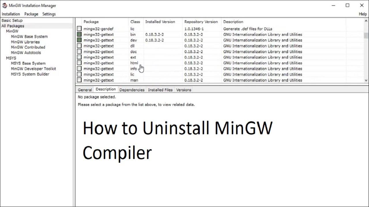 How to uninstall or remove MinGW Compiler Completely - YouTube