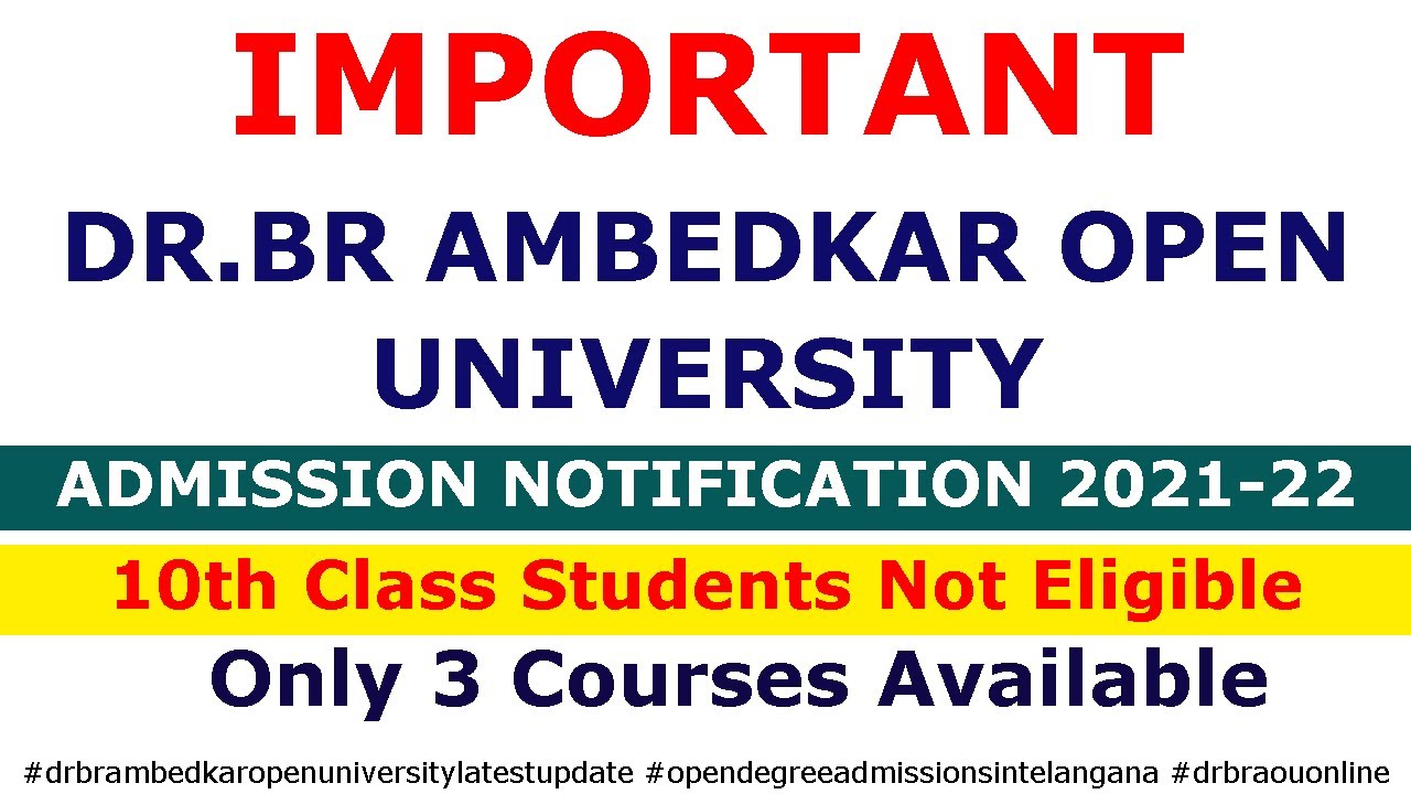 Dr. BR Ambedkar Open University Open Degree Admission Notification 2021 ...