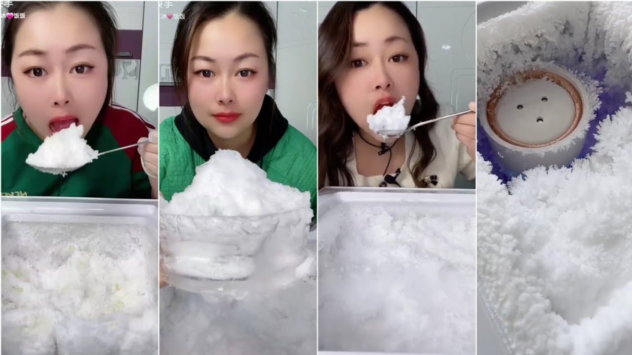 WHITE ICE EATING ASMR 💙 ICE EATING ASMR 💙 Snow-white ASMR 💙 - YouTube